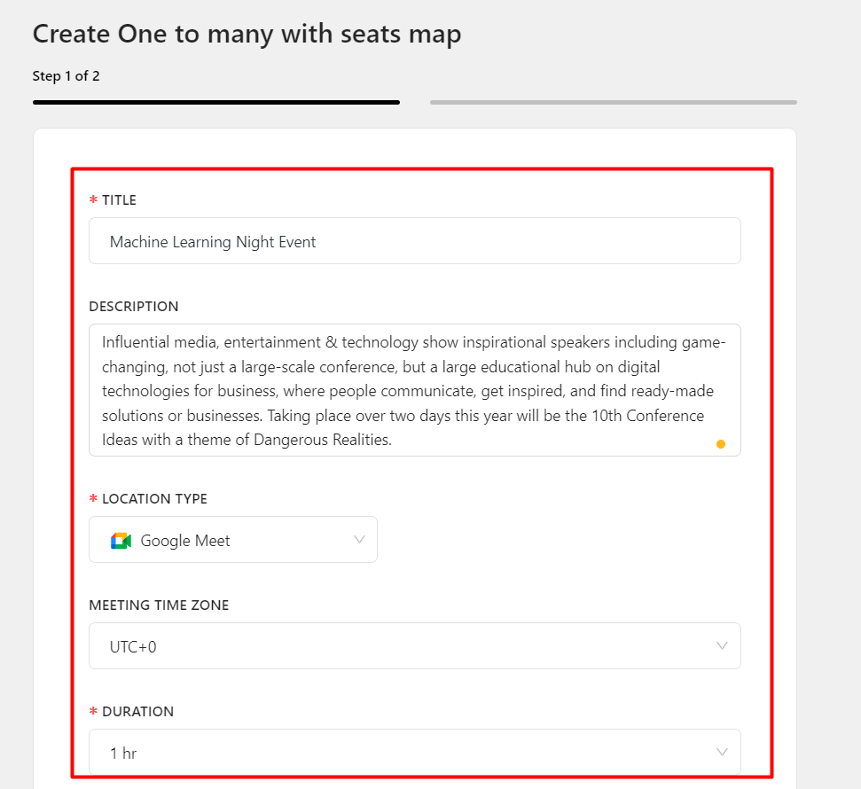 Creating Meeting Timetics