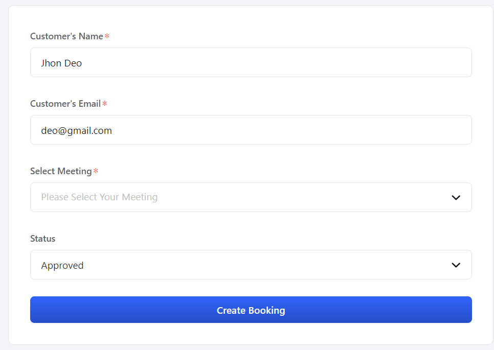 Create New Booking – Timetics