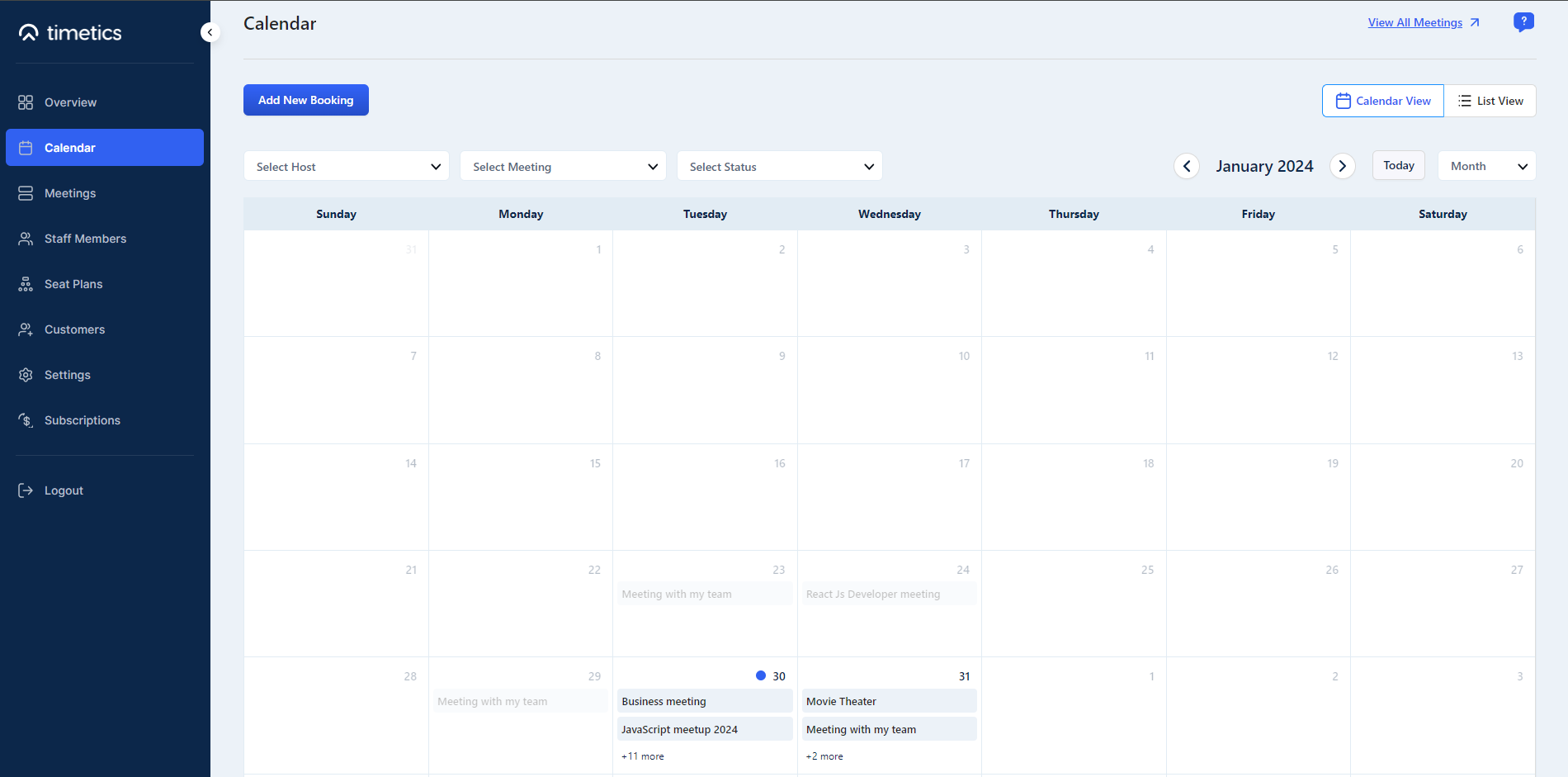 Calendar – Timetics
