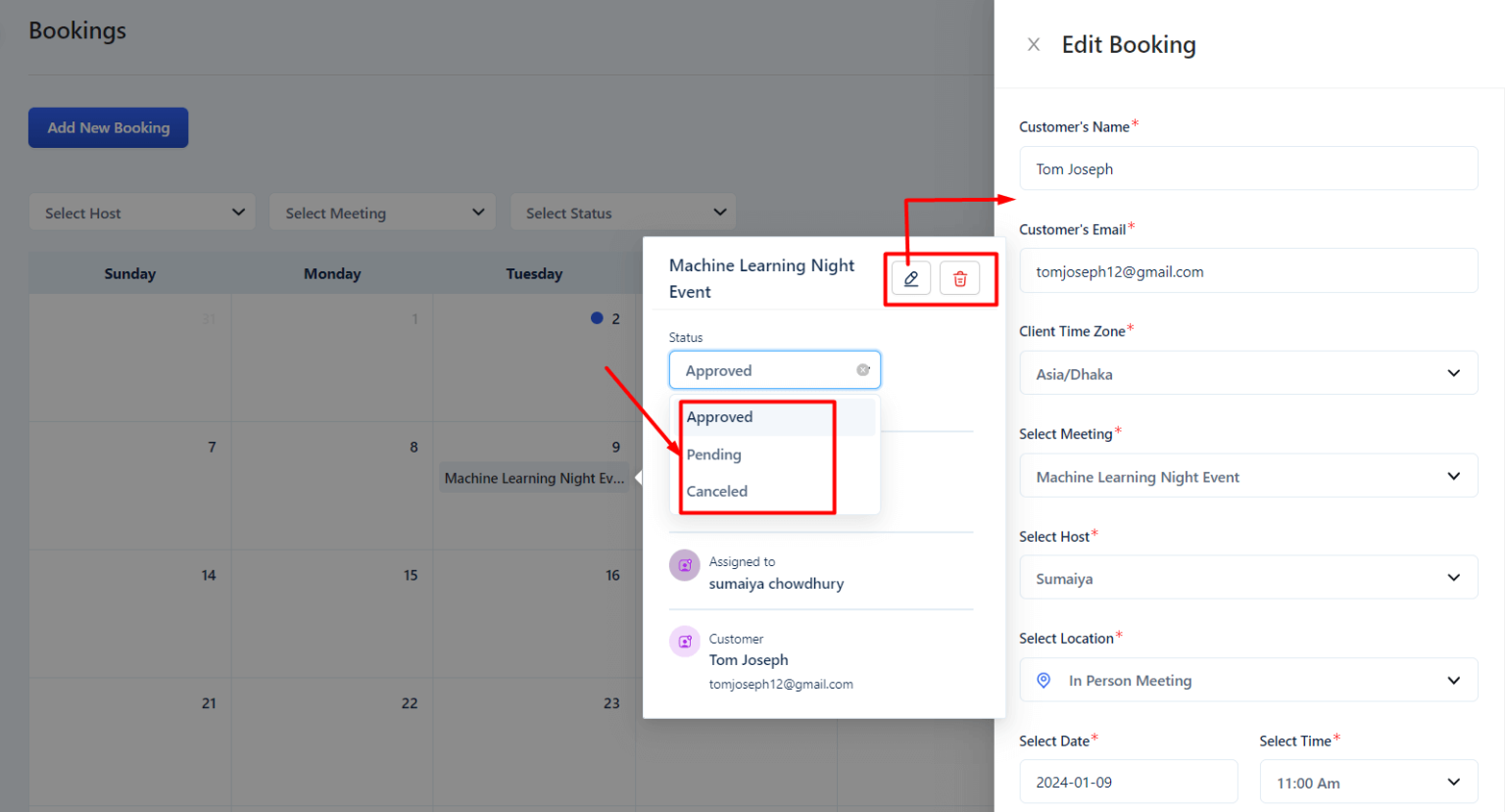 Calendar View of Booking – Timetics
