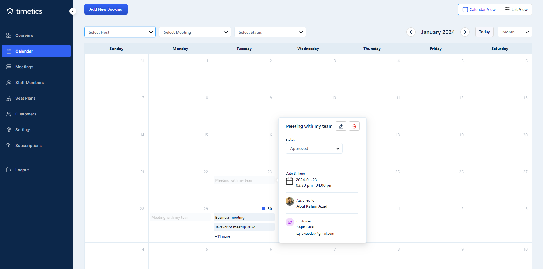 Calendar – Timetics