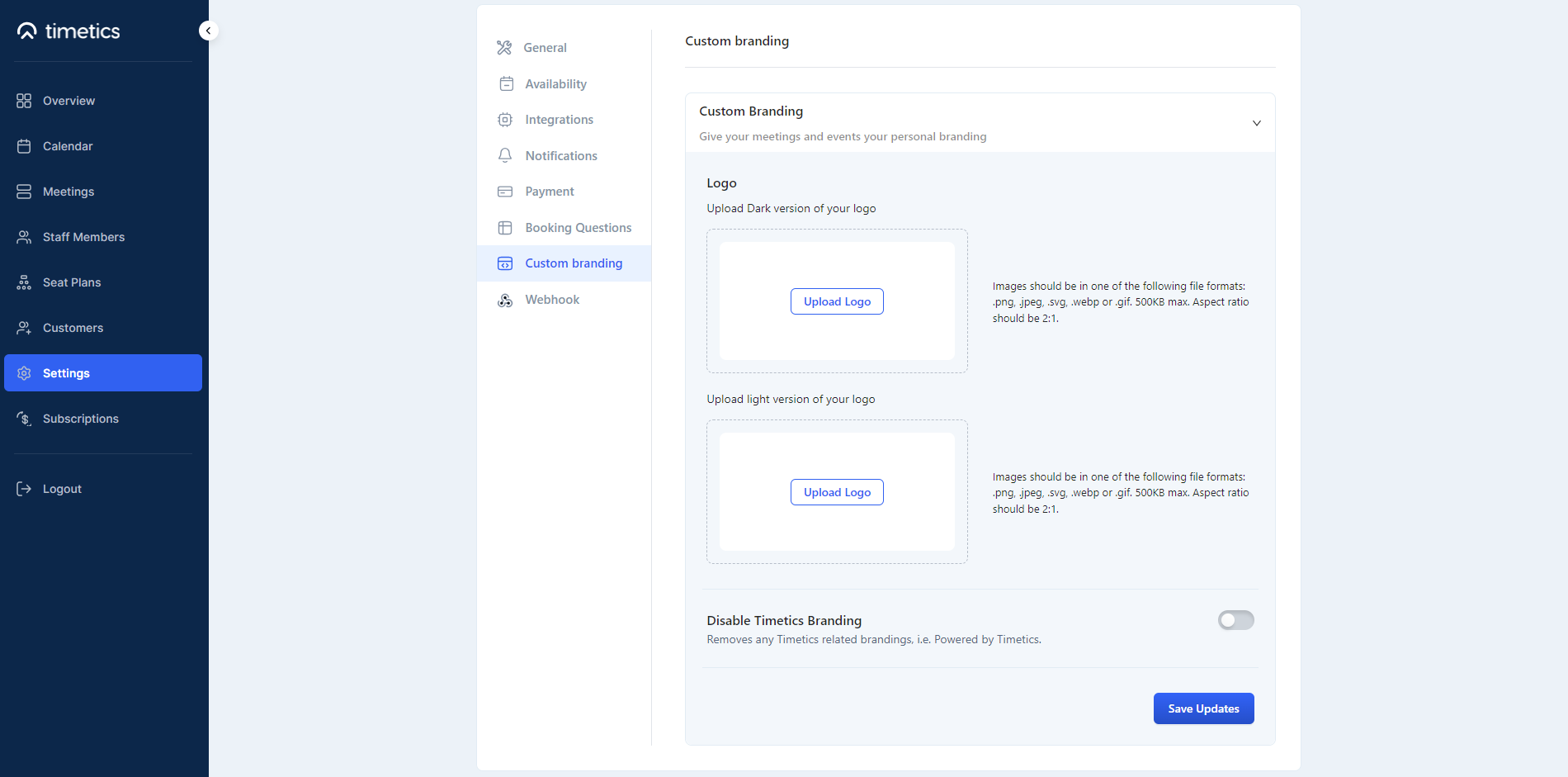 Custom Branding (White Label) – Timetics